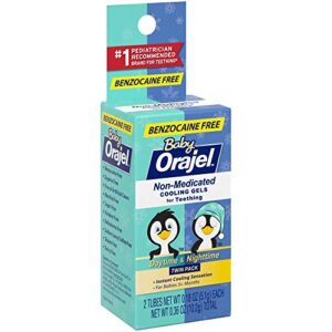 Orajel Baby Daytime & Nighttime Cooling Gels for Teething, Drug-Free, #1 Pediatrician Recommended Brand for Teething*, Two 0.18oz Tubes