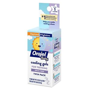 Orajel Baby Daytime & Nighttime Cooling Gels for Teething, Drug-Free, #1 Pediatrician Recommended Brand for Teething*, Two 0.18oz Tubes