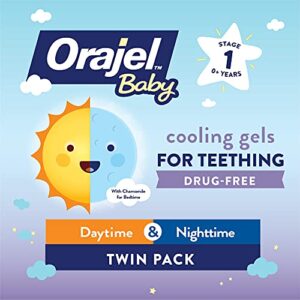 Orajel Baby Daytime & Nighttime Cooling Gels for Teething, Drug-Free, #1 Pediatrician Recommended Brand for Teething*, Two 0.18oz Tubes