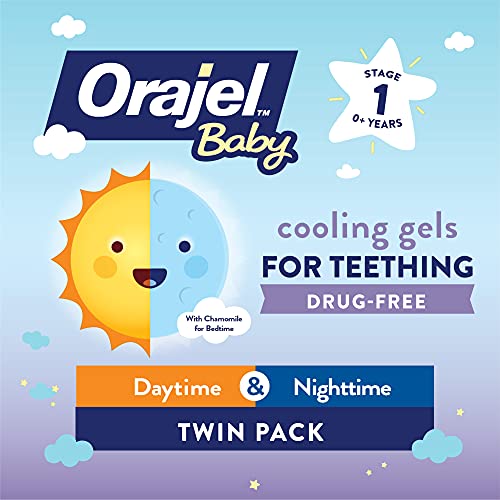 Orajel Baby Daytime & Nighttime Cooling Gels for Teething, Drug-Free, #1 Pediatrician Recommended Brand for Teething*, Two 0.18oz Tubes