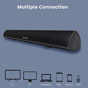 BESTISAN Sound bar, Soundbar Wired and Wireless Bluetooth 5.0 HDMI-ARC Speaker for TV (28 Inches, HDMI-ARC Connection, Optical Cable Included, DSP, Bass Adjustable, Wall Mountable)