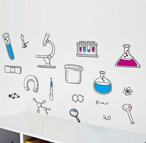 bibitime science laboratory wall decals vinyl chemical element tool stickers for school classroom nursery bedroom children student study teens kids room decor diy home art decorations