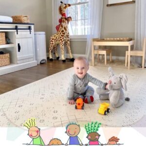 Yay Mats Stylish Extra Large Baby Play Mat. Soft, Thick, Non-Toxic Foam Covers 6 ft x 4 ft. Expandable Tiles with Edges Infants and Kids Playmat Tummy Time Mat (Carter Mudcloth Tan)