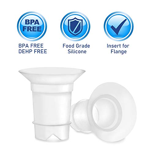 Maymom Flange Inserts 17 mm for Medela, Spectra 24 mm Shields/Flanges, Momcozy/Willow Wearable Cup. Compatible with Medela Freestyle, Harmony to Reduce 24mm Nipple Tunnel Down to 17 mm; 2pc/Each