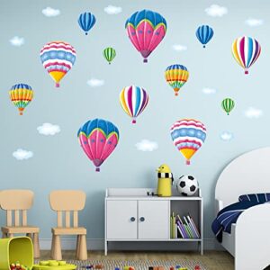 decowall sg2-1301n2 12 hot air balloons in the sky kids wall stickers wall decals peel and stick removable wall stickers for kids nursery bedroom living room d?cor