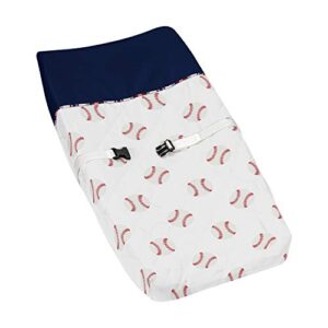 sweet jojo designs red, white and blue changing pad cover for baseball patch sports collection