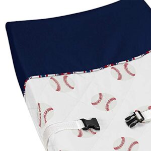 Sweet Jojo Designs Red, White and Blue Changing Pad Cover for Baseball Patch Sports Collection