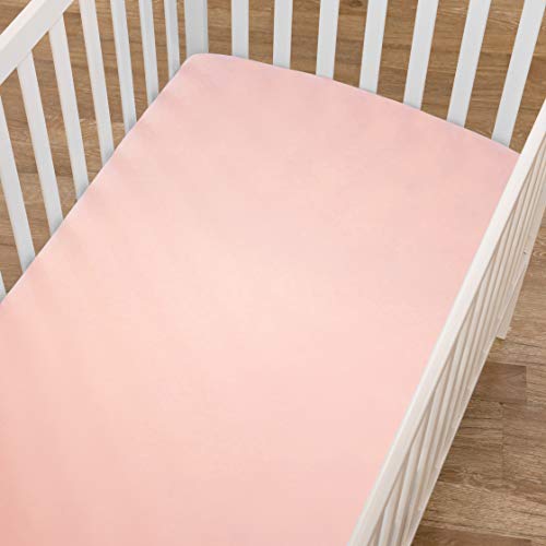 American Baby Company 100% Cotton Jersey Knit Fitted Sheet for Standard Crib and Toddler Mattresses, Blush, for Girls, 28x52x9 Inch (Pack of 1)