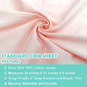 American Baby Company 100% Cotton Jersey Knit Fitted Sheet for Standard Crib and Toddler Mattresses, Blush, for Girls, 28x52x9 Inch (Pack of 1)