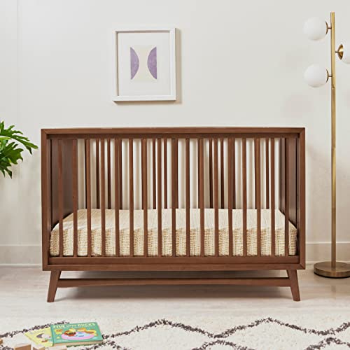 Babyletto Peggy 3-in-1 Convertible Crib with Toddler Bed Conversion Kit in Natural Walnut, Greenguard Gold Certified