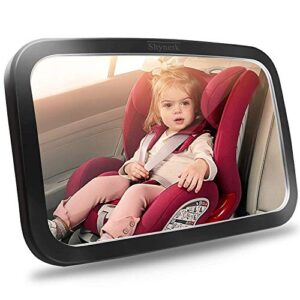 shynerk baby car mirror, safety car seat mirror for rear facing infant with wide crystal clear view, shatterproof, fully assembled, crash tested and certified