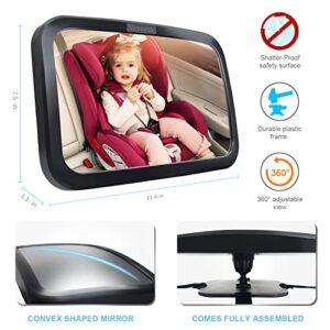 Shynerk Baby Car Mirror, Safety Car Seat Mirror for Rear Facing Infant with Wide Crystal Clear View, Shatterproof, Fully Assembled, Crash Tested and Certified