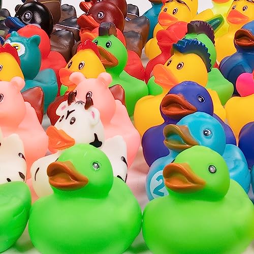 25-Pack Assorted Rubber Ducks Baby Bath Toys I Baby Shower Mini Rubber Ducks In Bulk I Baby Pool Jeep Ducks for Toddler Party Favors I Kids Infant Bathtub Toys Rubber Duckies I Baby pool Birthday Gift