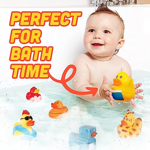 25-Pack Assorted Rubber Ducks Baby Bath Toys I Baby Shower Mini Rubber Ducks In Bulk I Baby Pool Jeep Ducks for Toddler Party Favors I Kids Infant Bathtub Toys Rubber Duckies I Baby pool Birthday Gift