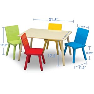 Delta Children Kids Table and Chair Set (4 Chairs Included) - Ideal for Arts & Crafts, Snack Time, Homeschooling, Homework & More - Greenguard Gold Certified, Natural/Primary