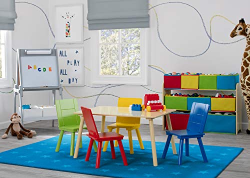 Delta Children Kids Table and Chair Set (4 Chairs Included) - Ideal for Arts & Crafts, Snack Time, Homeschooling, Homework & More - Greenguard Gold Certified, Natural/Primary