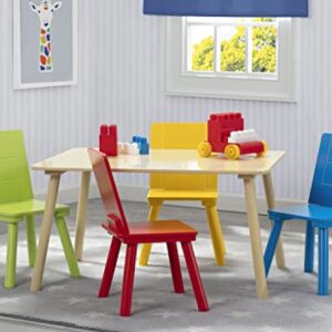 Delta Children Kids Table and Chair Set (4 Chairs Included) - Ideal for Arts & Crafts, Snack Time, Homeschooling, Homework & More - Greenguard Gold Certified, Natural/Primary