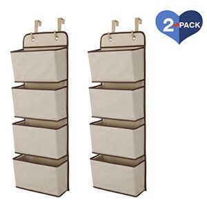 Delta Children 4 Pocket Over The Door Hanging Organizer - 2 Pack, Easy Storage/Organization Solution - Versatile and Accessible in Any Room in the House, Beige