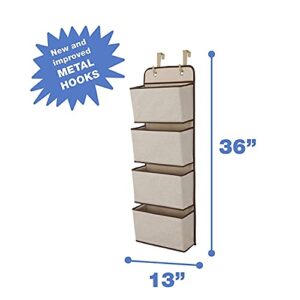 Delta Children 4 Pocket Over The Door Hanging Organizer - 2 Pack, Easy Storage/Organization Solution - Versatile and Accessible in Any Room in the House, Beige