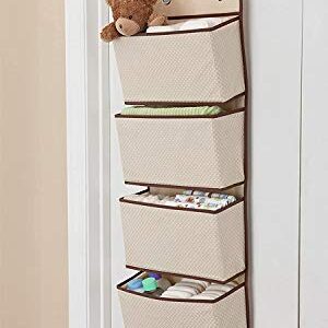 Delta Children 4 Pocket Over The Door Hanging Organizer - 2 Pack, Easy Storage/Organization Solution - Versatile and Accessible in Any Room in the House, Beige