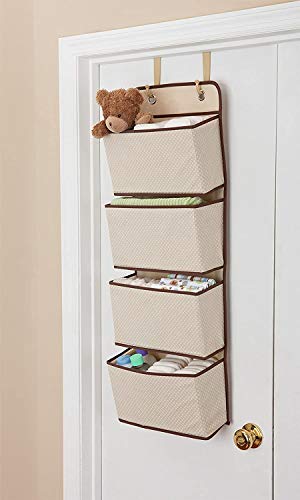 Delta Children 4 Pocket Over The Door Hanging Organizer - 2 Pack, Easy Storage/Organization Solution - Versatile and Accessible in Any Room in the House, Beige