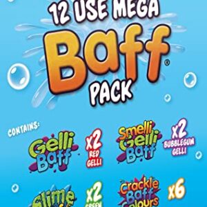 12 Use Mega Value Baff Pack from Zimpli Kids, 4 x Gelli Baff, 2 x Slime Baff & 6 x Crackle Baff, Children's Sensory & Bath Toy, Birthday Presents for Boys & Girls, Certified Biodegradable Gift