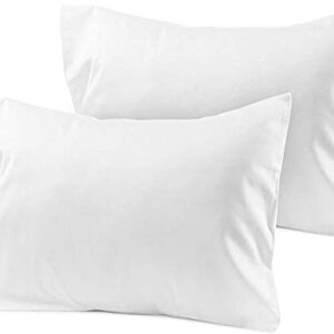 Travel Pillow Case 14x20 Set of 2 White Solid Envelope Style 500 Thread Count Toddler Pillowcase 100% Egyptian Cotton Travel Pillow Cover