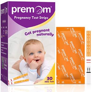 premom pregnancy test strips- 30 pack early detection pregnancy test kit powered by premom ovulation predictor ios and android app