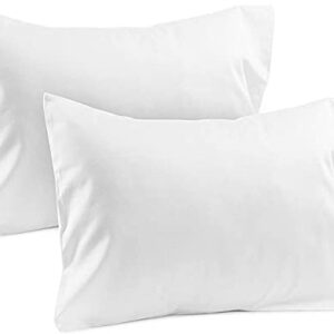 Travel Pillow Case 14x20 Set of 2 White Solid Envelope Style 500 Thread Count Toddler Pillowcase 100% Egyptian Cotton Travel Pillow Cover