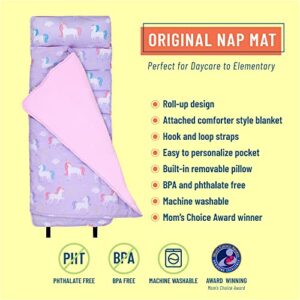 Wildkin Original Nap Mat with Reusable Pillow for Boys and Girls, Perfect for Elementary Sleeping Mat, Features Hook and Loop Fastener, Soft Cotton Blend Materials Nap Mat for Kids (Unicorn)