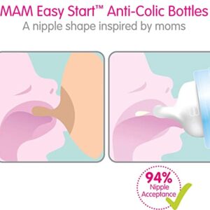 MAM Easy Start Anti-Colic Bottle, Baby Essentials, Medium Flow Bottles with Silicone Nipple, Unisex Baby Bottles, Designs May Vary, 9 oz (3-Count),