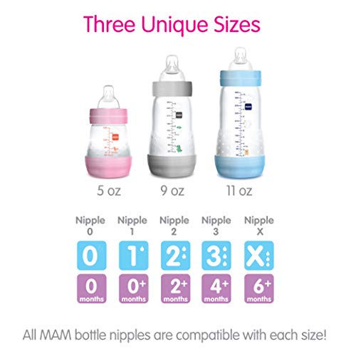 MAM Easy Start Anti Colic Baby Bottle 5 oz, Easy Switch Between Breast and Bottle, Reduces Air Bubbles and Colic, Newborn, Unisex, 3 Count (Pack of 1)