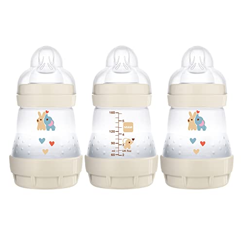 MAM Easy Start Anti Colic Baby Bottle 5 oz, Easy Switch Between Breast and Bottle, Reduces Air Bubbles and Colic, Newborn, Unisex, 3 Count (Pack of 1)