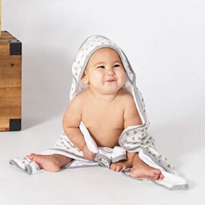 Burt's Bees Baby - Hooded Towels, Absorbent Knit Terry, Super Soft Single Ply, 100% Organic Cotton (Honey Bee/Grey, 2-Pack)