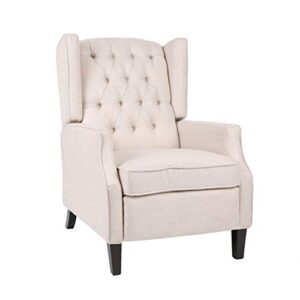 christopher knight home diana wingback recliner, light beige tweed + dark brown