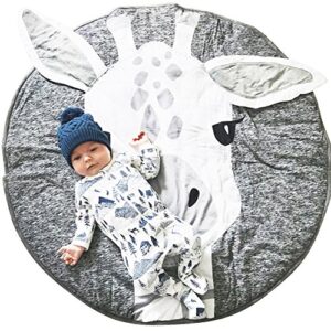 lzttyee cotton round giraffe nursery rug baby floor playmats crawling mat game blanket for kids' room decoration dark gray