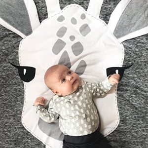 Lzttyee Cotton Round Giraffe Nursery Rug Baby Floor Playmats Crawling Mat Game Blanket for Kids' Room Decoration Dark Gray