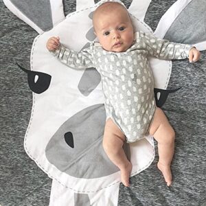 Lzttyee Cotton Round Giraffe Nursery Rug Baby Floor Playmats Crawling Mat Game Blanket for Kids' Room Decoration Dark Gray