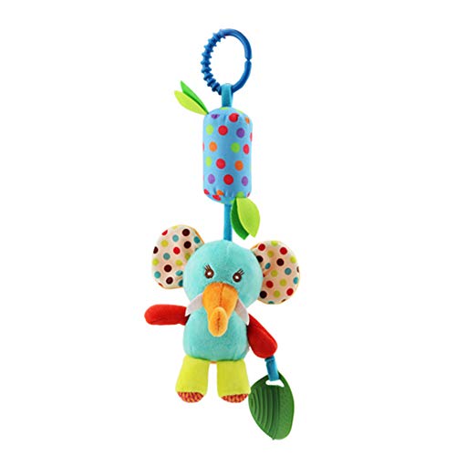 Joyshare 4 PCS Baby Soft Hanging Rattle Crinkle Squeaky Toy - Baby Toys for 0 3 6 9 to 1 Animal Ring Plush Stroller Infant Car Bed Crib Travel Activity Hanging Wind Chime with Teether for Boys Girls