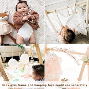 funny supply Wooden Baby Gym with 6 Gym Toys Foldable Baby Play Gym Frame Activity Center Hanging Bar Newborn Gift