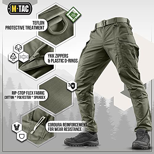 M-Tac Conquistador Flex Tactical Pants - Military Men's Cargo Pants with Pockets (Army Olive, W32 / L32)