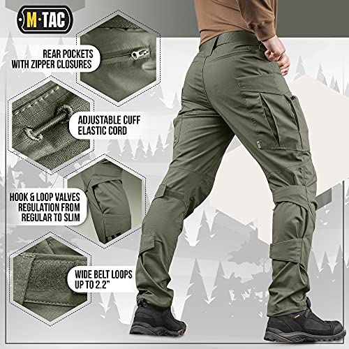 M-Tac Conquistador Flex Tactical Pants - Military Men's Cargo Pants with Pockets (Army Olive, W32 / L32)