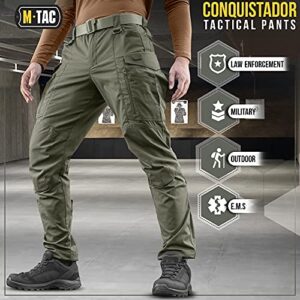 M-Tac Conquistador Flex Tactical Pants - Military Men's Cargo Pants with Pockets (Army Olive, W32 / L32)