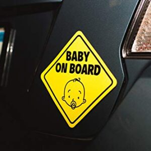 Babypop! Baby on Board Sticker for Cars (Magnetic) - Baby on Board Magnet for Car, Baby on Board Sign - Reflective Safety 2 Pack