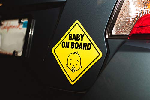 Babypop! Baby on Board Sticker for Cars (Magnetic) - Baby on Board Magnet for Car, Baby on Board Sign - Reflective Safety 2 Pack