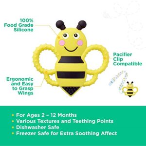 sweetbee Buzzy Bee Teether Toy, Multi-Textured, Soft & Soothing, Easy to Hold (BPA Free, Freezer & Dishwasher Safe)