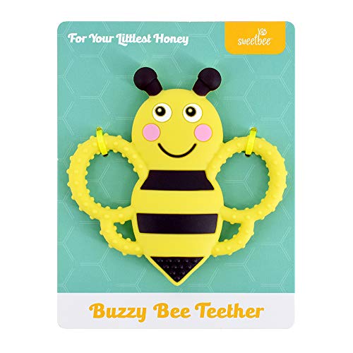 sweetbee Buzzy Bee Teether Toy, Multi-Textured, Soft & Soothing, Easy to Hold (BPA Free, Freezer & Dishwasher Safe)