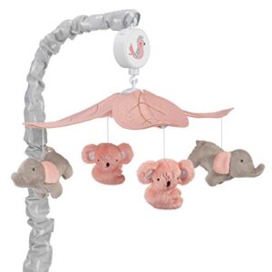 lambs & ivy calypso pink/gray koala & elephant musical baby crib mobile