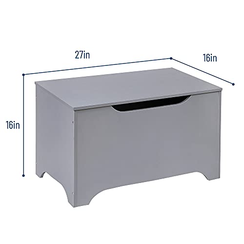 Wildkin Kids Toy Box for Boys and Girls, Features Safety Hinge and Solid Wood Top, Helps Keep Toys, Games, Books, and Art Supplies Organized in Your Child's Bedroom or Playroom (Gray) , Gray Fog