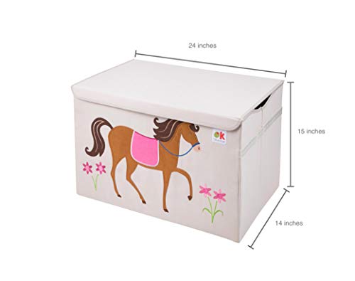 Wildkin Kids Fabric Toy Chest for Boys & Girls, Measures 24 X 15 X 14 Inches Toy Storage, Features Garterized Handle & Cardboard Insert, Toy Box Helps Kids Supplies Organized (Horses)